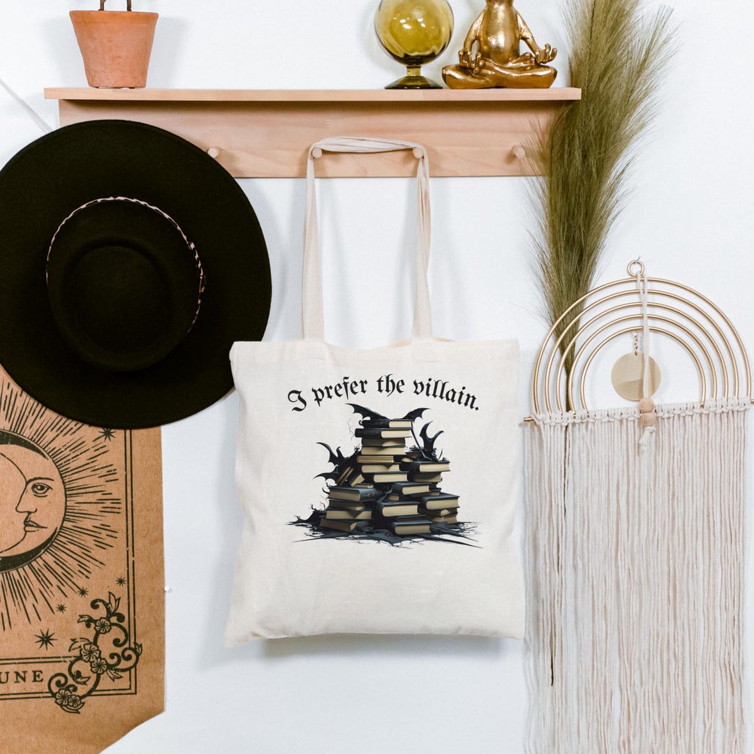 Gothic Bookish Tote Bag: I Prefer the Villain - Dark Academia Canvas - Etsy