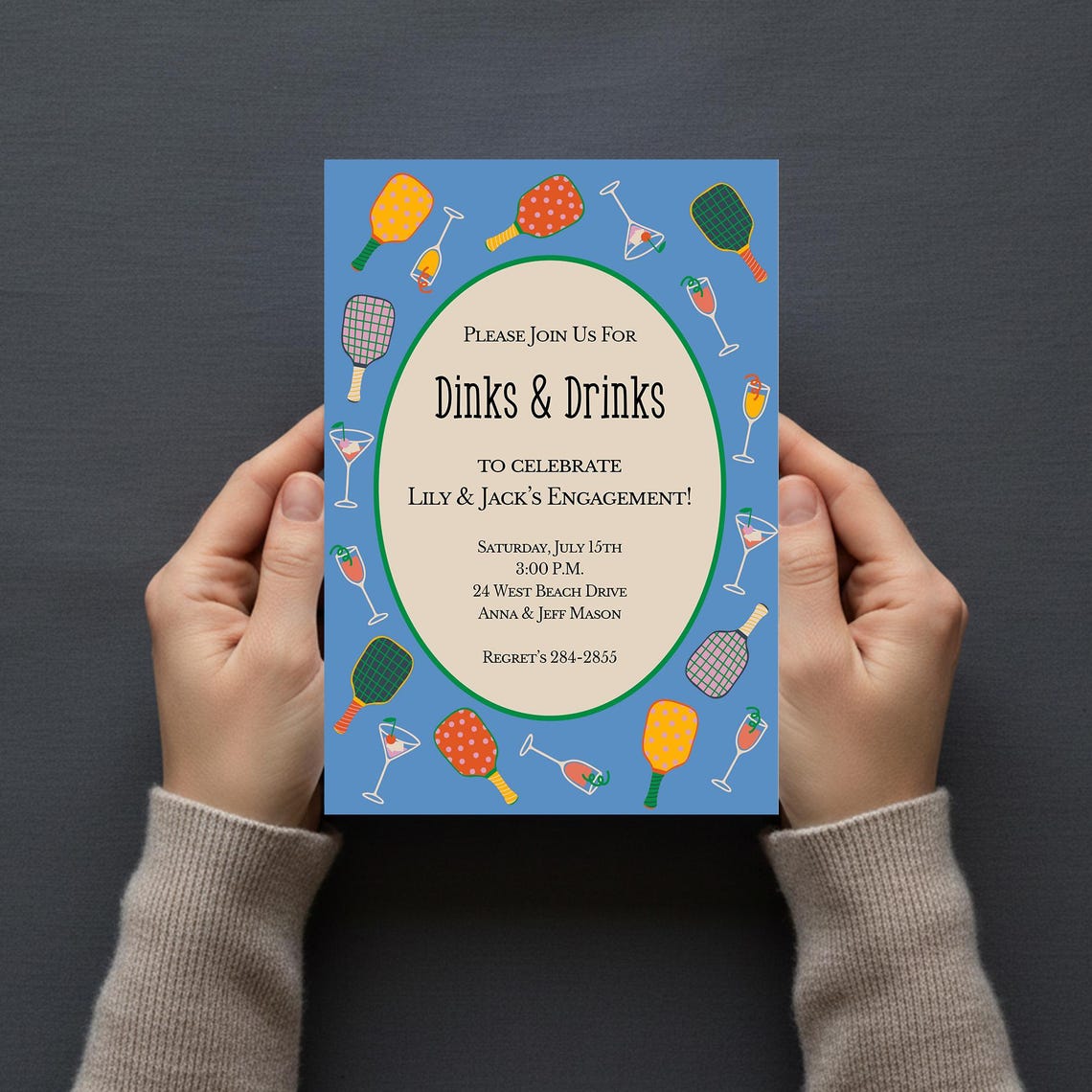 Pickleball Engagement Party Invitation Template, Dinks and Drinks ...