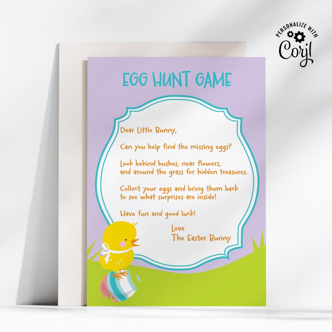 Easter Egg Hunt Game Template, Printable Easter Scavenger Hunt for Kids ...