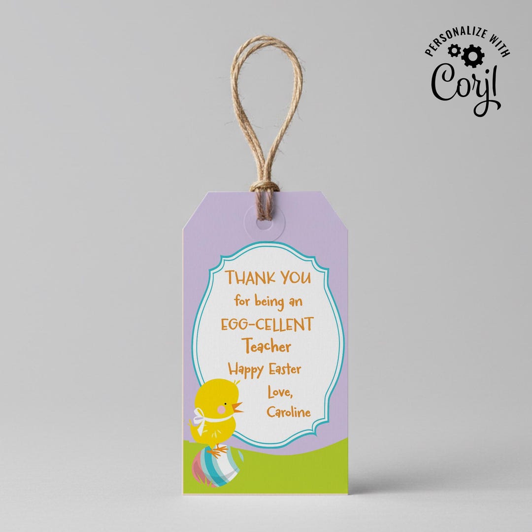 Teacher Easter Gift Tag Template, Editable Happy Easter Teacher Labels ...