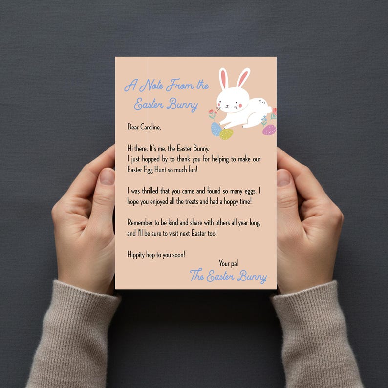 Easter Bunny Return Letter Template, Personalized Letter From Easter ...