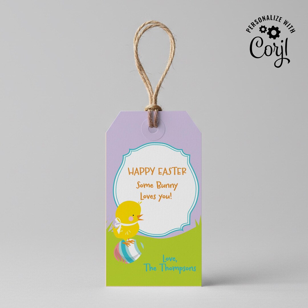 Easter Gift Tag Template, Editable Spring Favor Tags, Personalized ...