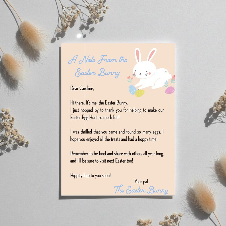 Easter Bunny Return Letter Template, Personalized Letter From Easter ...