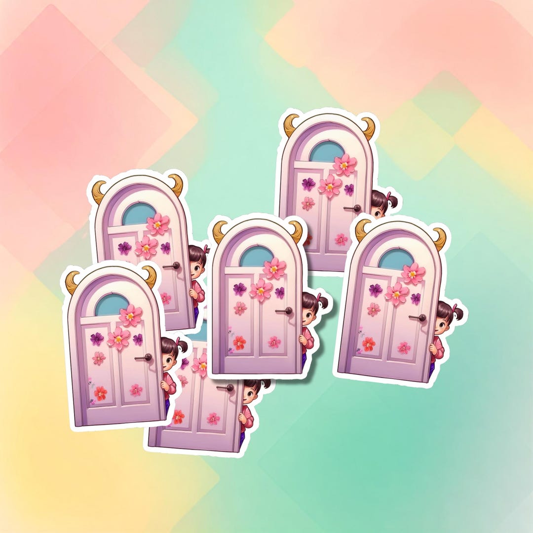 Baby Boo Sticker Monsters, Inc. Art Illustrated Boo Peeking Door Disney ...