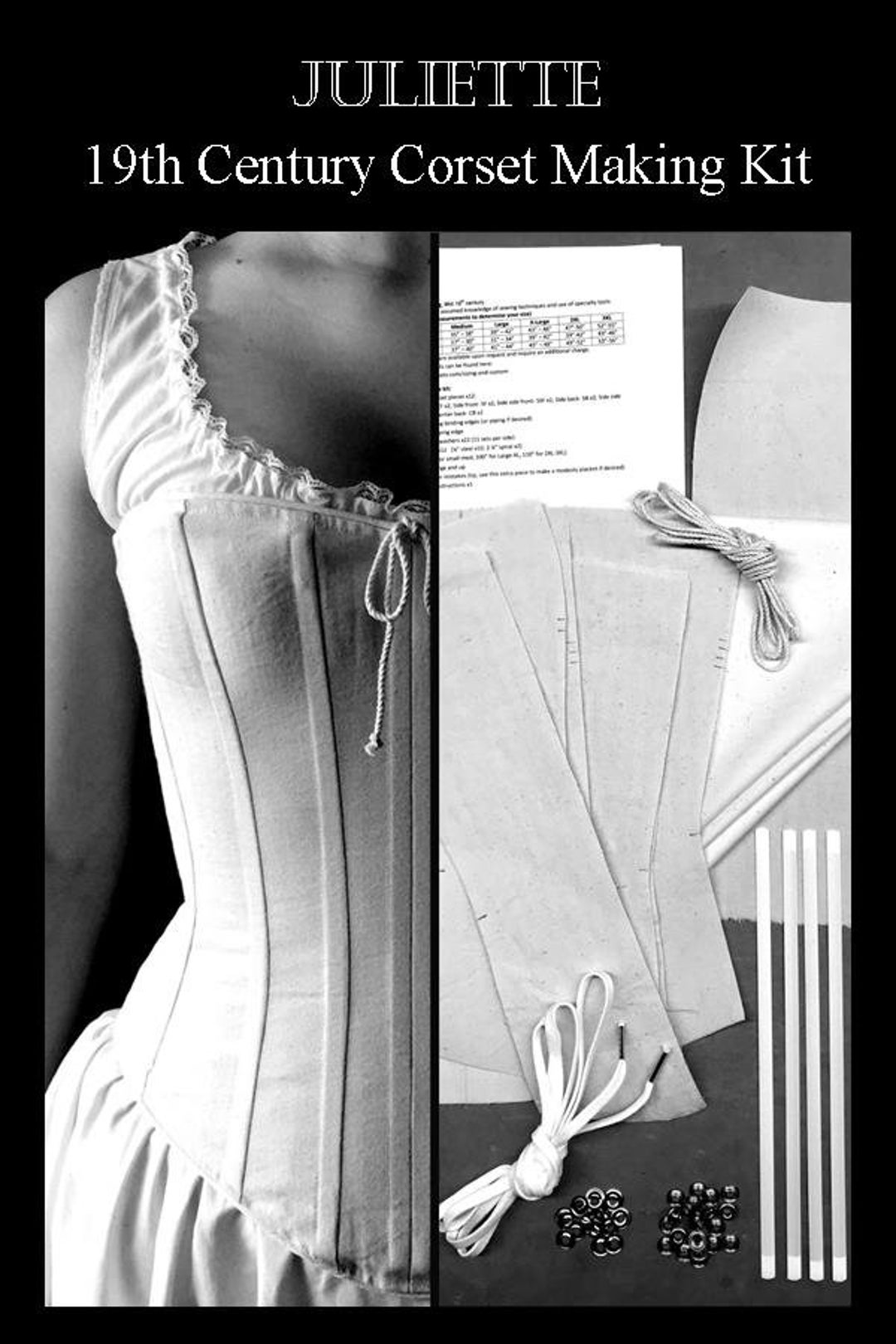 Corset Making Kit- Victorian Corset Civil War Classic Hourglass C.1860 ...