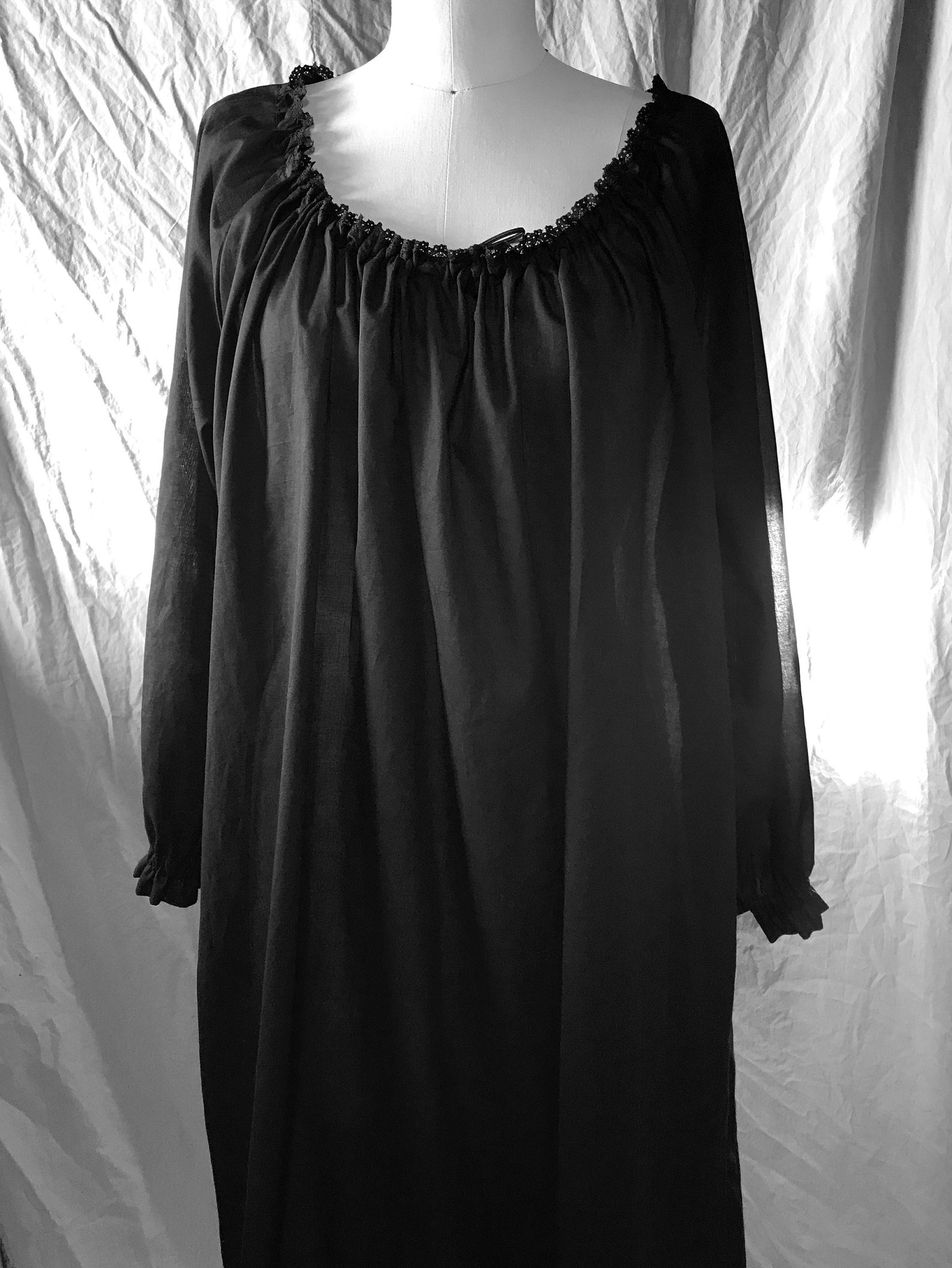 Delicate Cotton Batiste Long Shift 3/4 Sleeve White or - Etsy