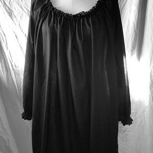 Delicate Cotton Batiste Long Shift- 3/4 Sleeve, White or Black, All ...