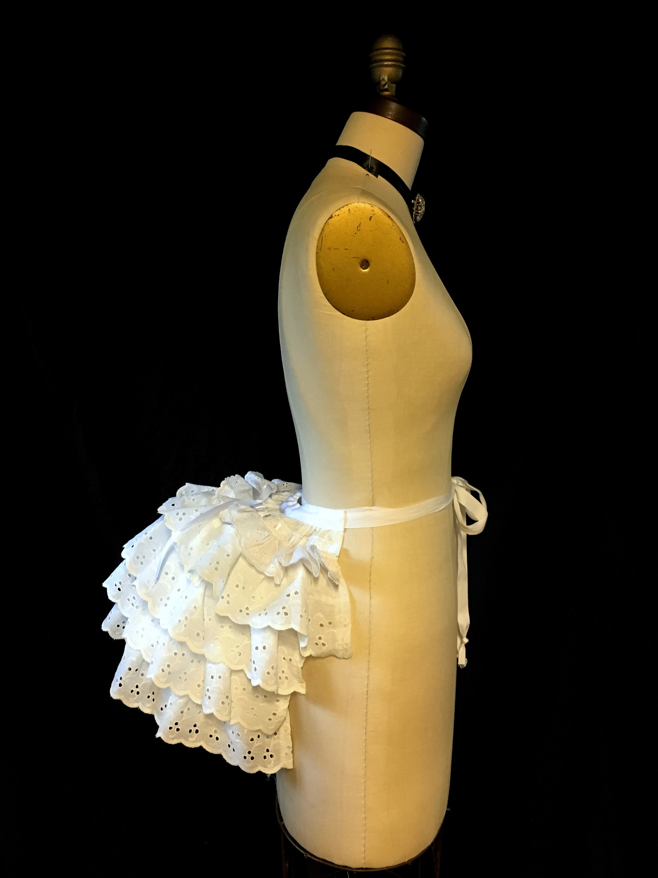 Victorian Ruffle Bustle Cream White Eyelet Lace Rustle Tie on | Etsy Canada