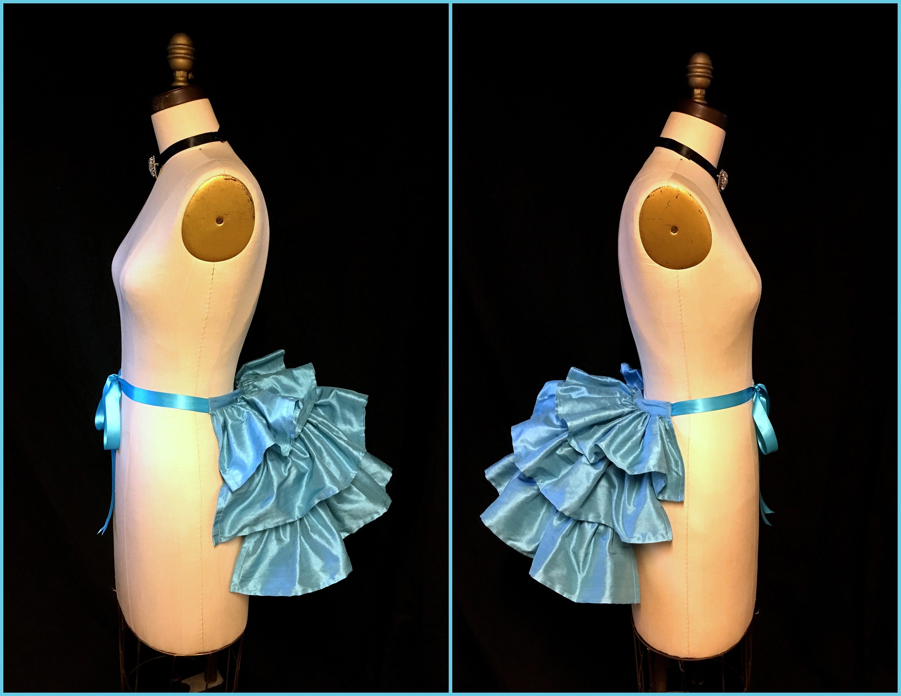 Ruffle Bustle ANY COLOR Silk Victorian Rustle tie on | Etsy