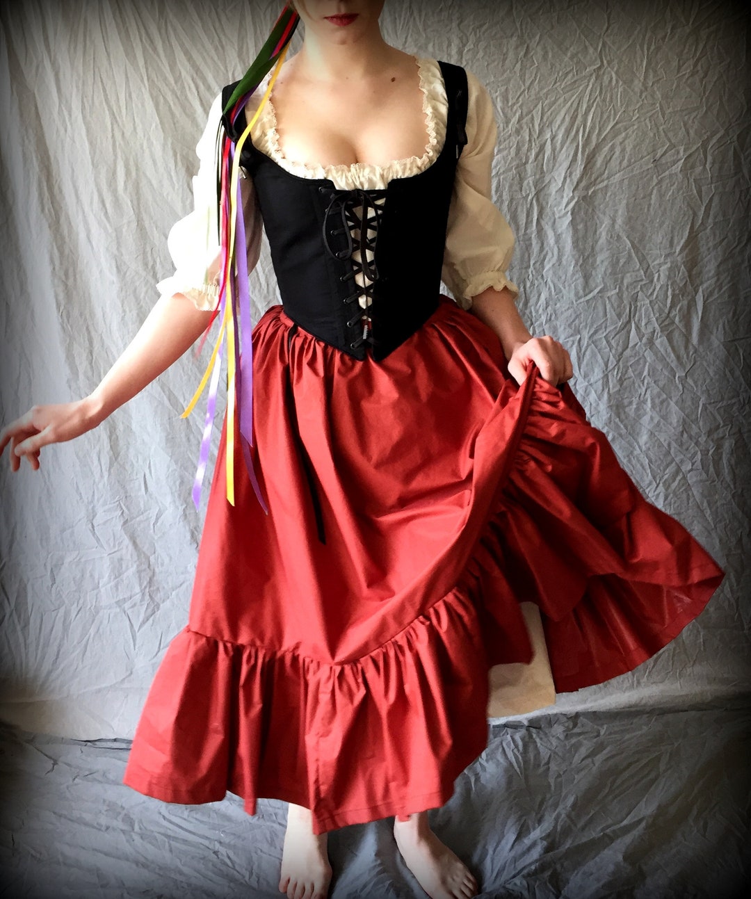 Renaissance Festival Ensemble,3 Piece Corset Bodice,hi Low Short Skirt ...
