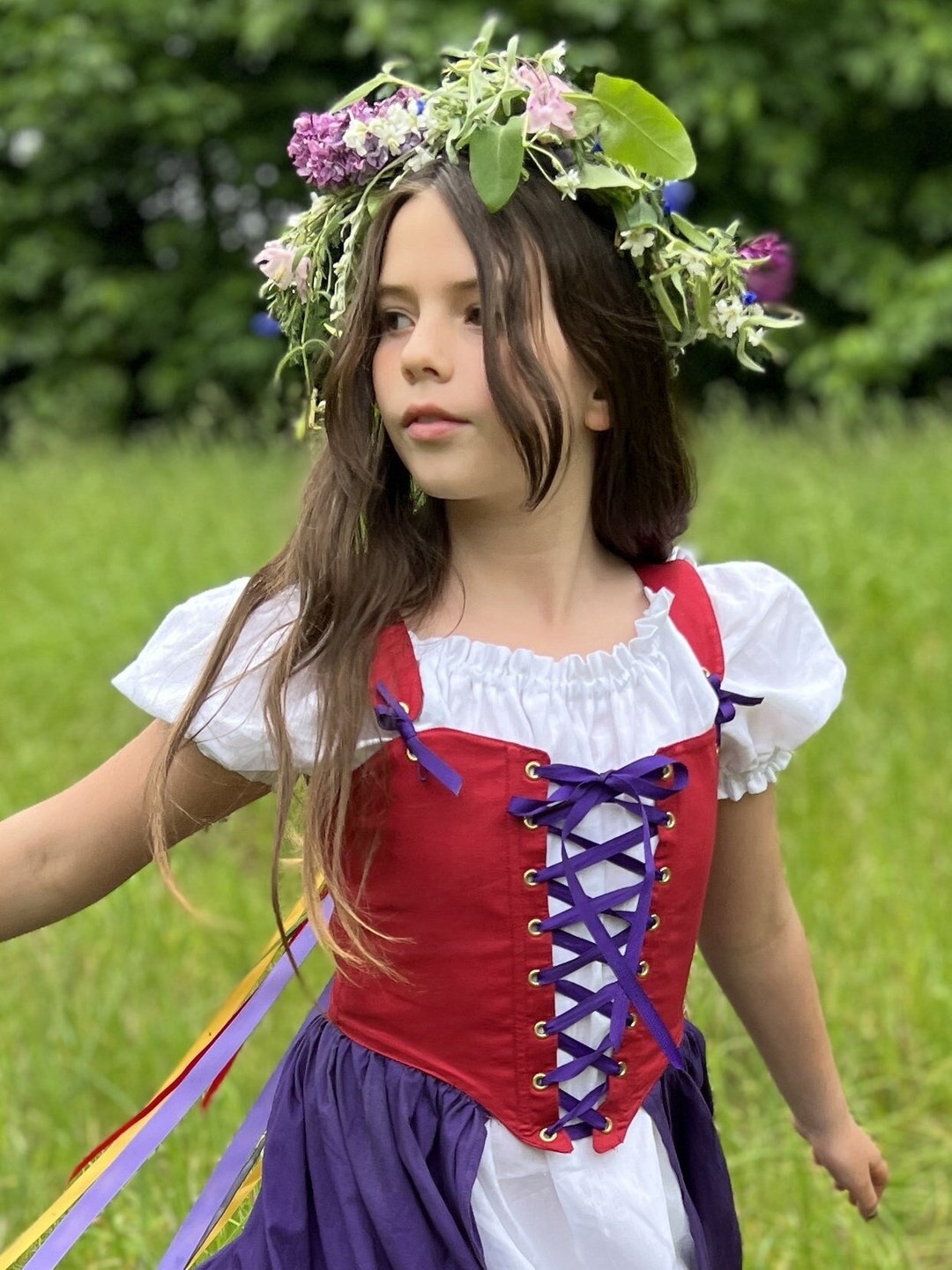 Kids Ren Faire Bodice Reversible, Adjustable Costume, Sizes 5-12, Your ...