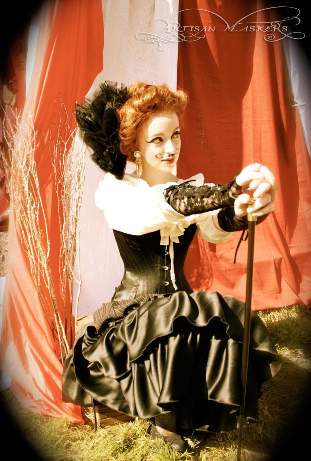 Victorian Circus Corset in Black Satin Coutil C. 1880 Alice, Burlesque ...