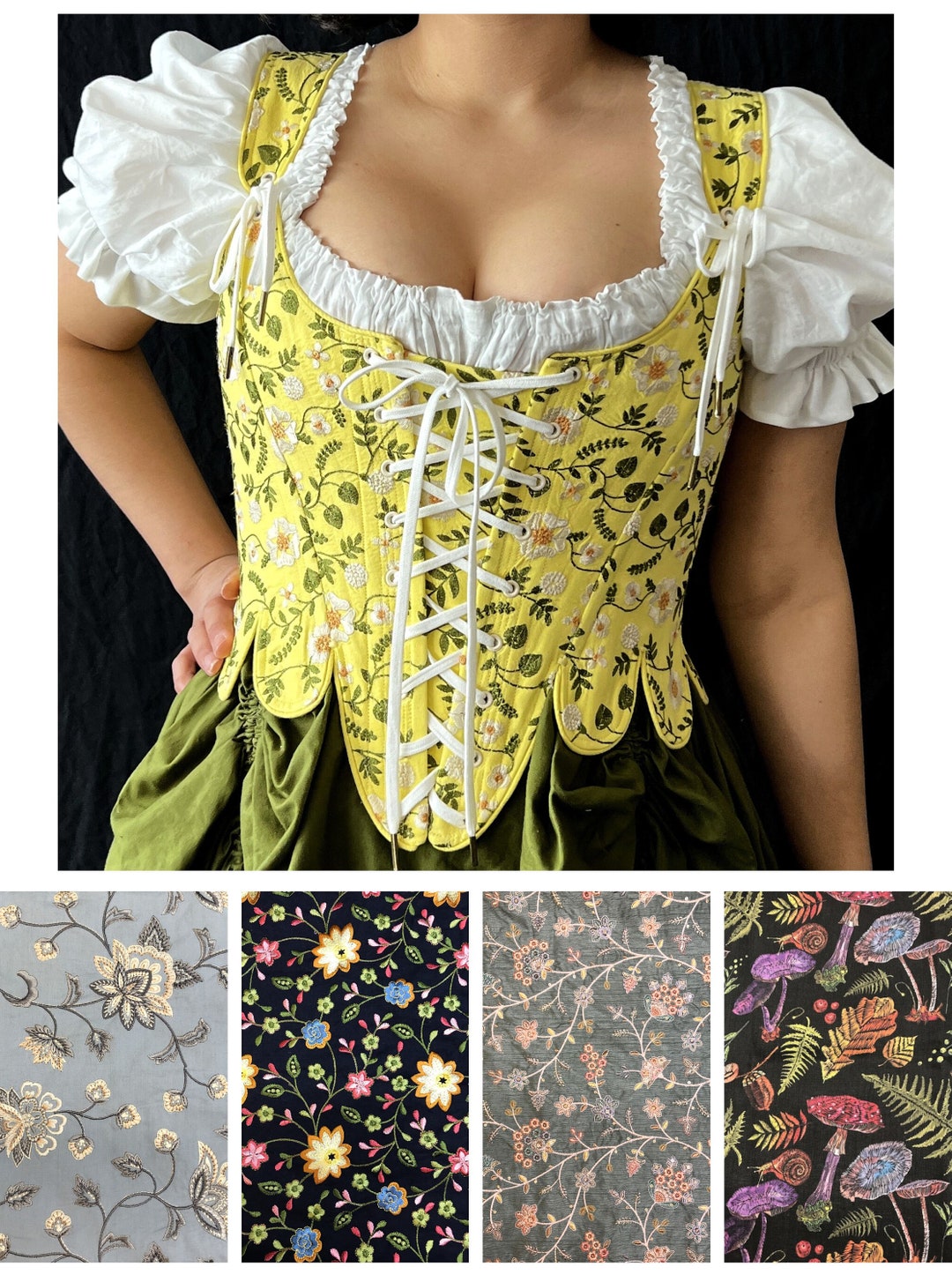Custom 18th C. Marie Stays W/tabs, Your Choice Fabric, Front & Back ...