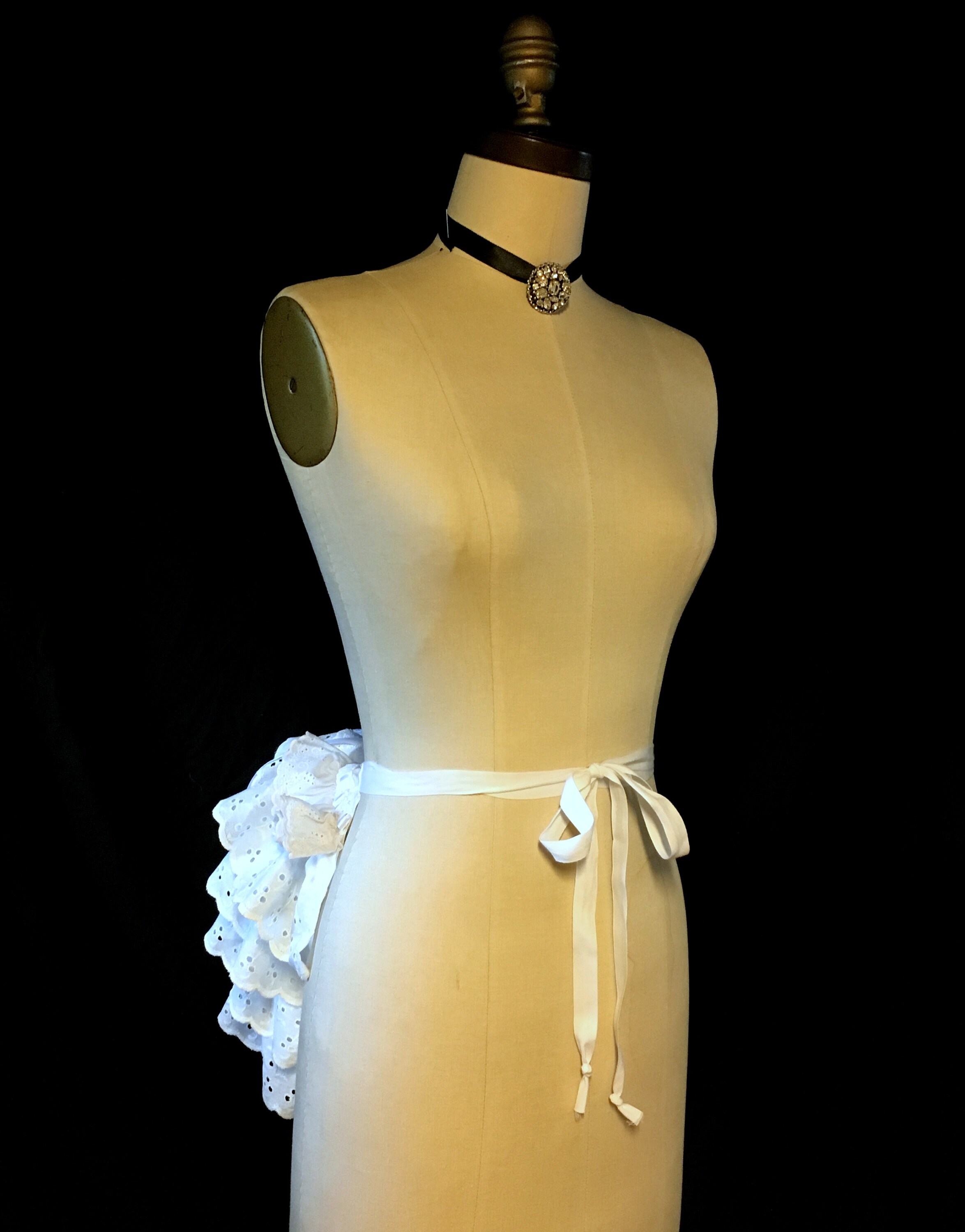 Victorian Ruffle Bustle Cream White Eyelet Lace Rustle Tie on | Etsy