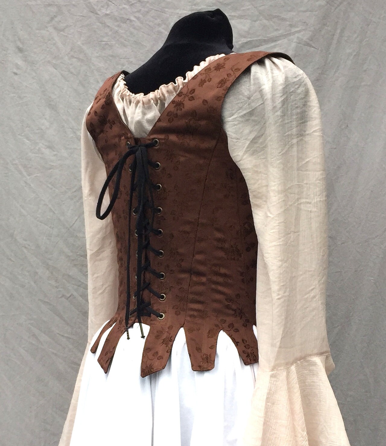 18th Century Stays tabs and straps chocolate brown brocade | Etsy