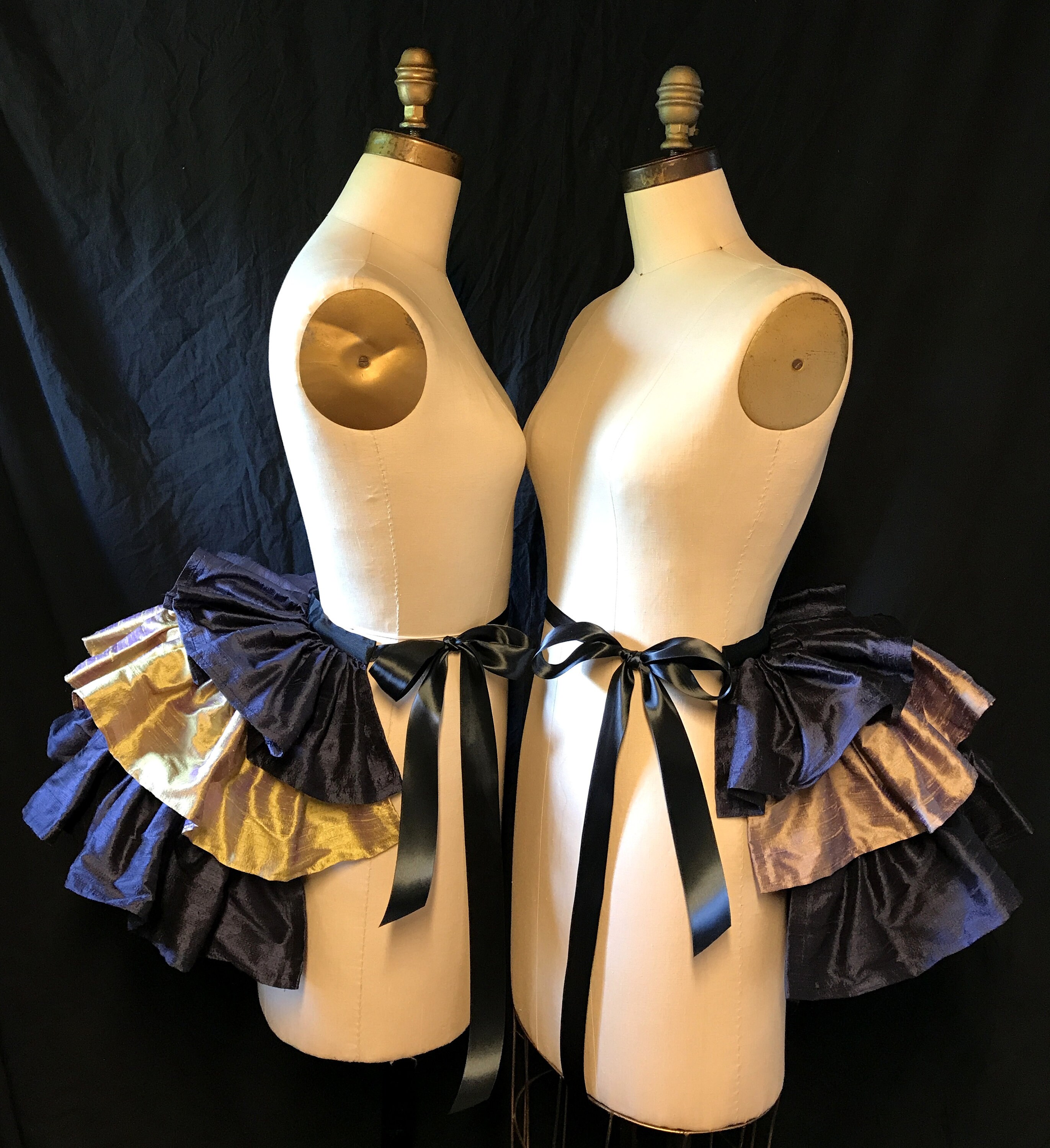 Ruffle Bustle ANY COLOR Silk Victorian Rustle tie on | Etsy