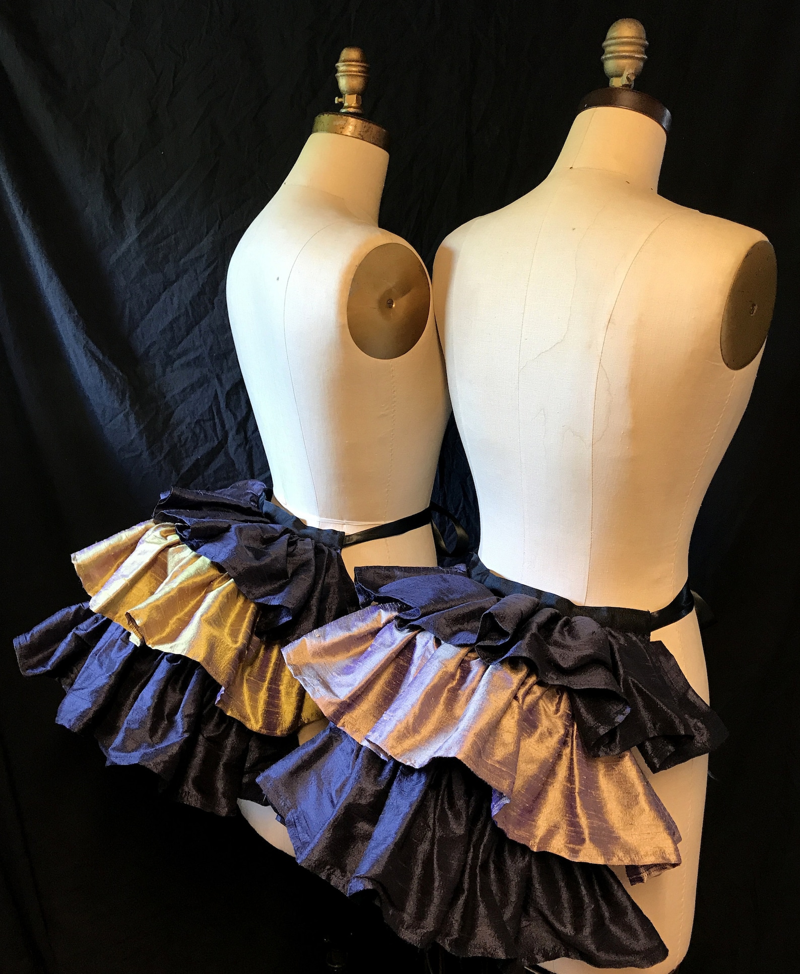 Ruffle Bustle ANY COLOR Silk Victorian Rustle tie on | Etsy