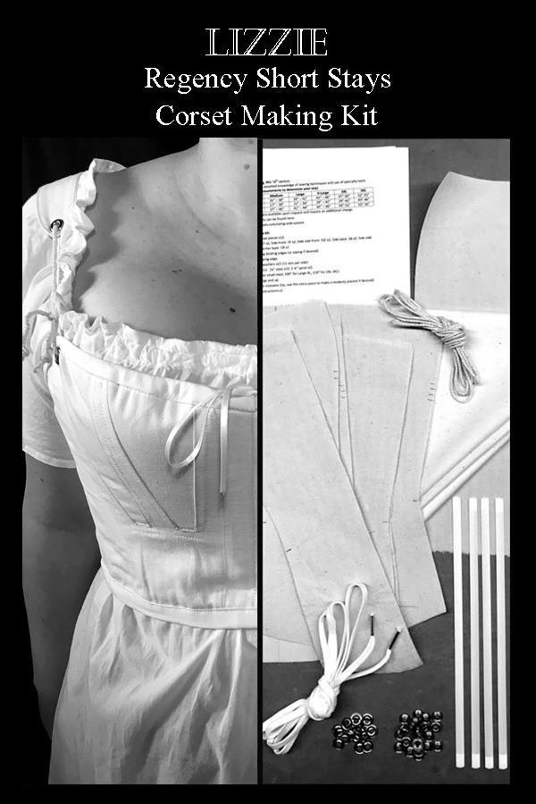 Corset Making Kit- Regency Short Stays, Lizzy - Cotton Coutil, All ...