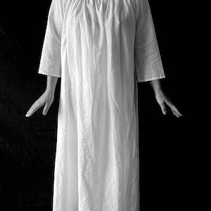 Delicate Cotton Batiste Long Shift- 3/4 Sleeve, White or Black, All ...