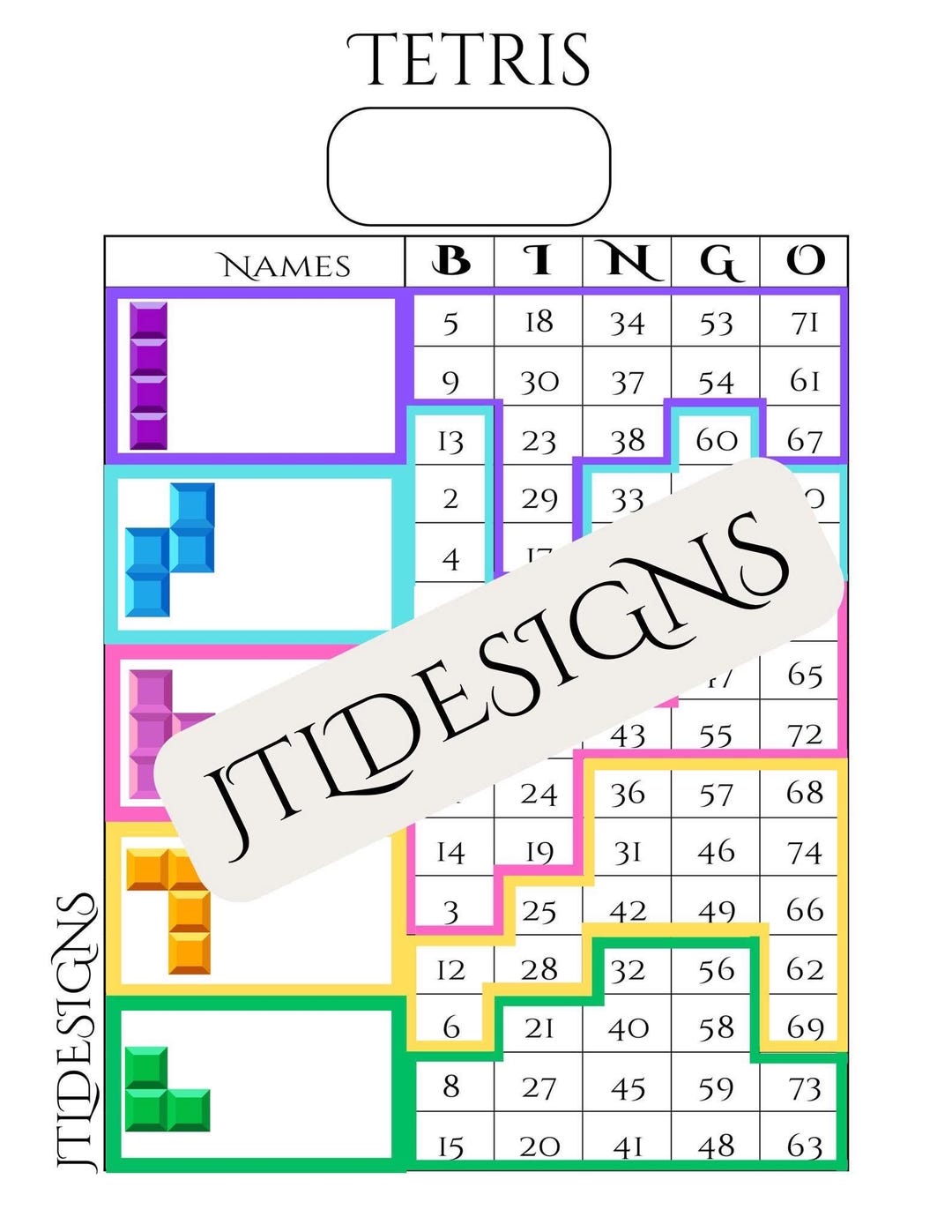 Tetris Rgular Blocks Rainbow - Etsy