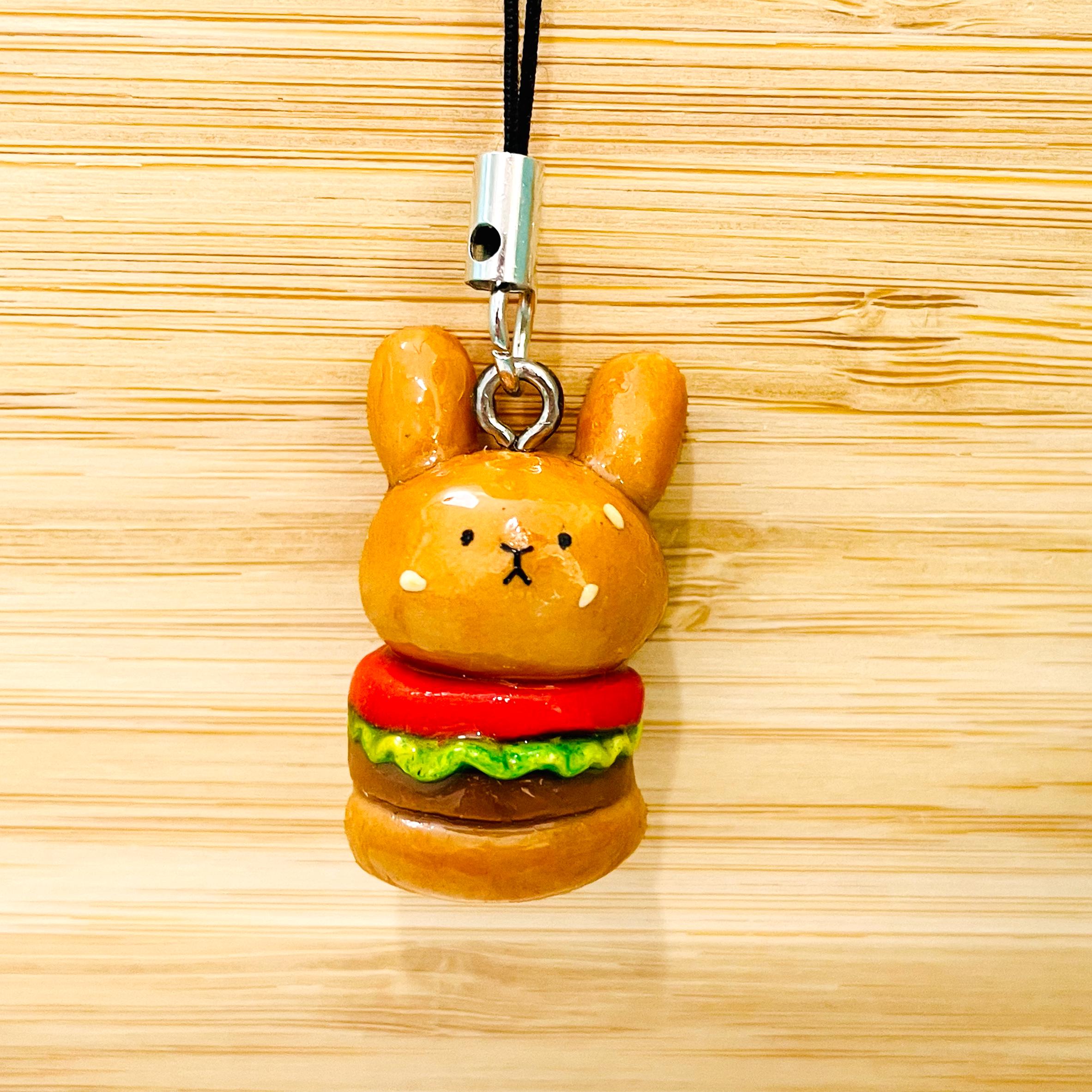 Cute Kawaii Rabbit Bunny Burger Hamburger Artisan Charm Keyring, Key ...