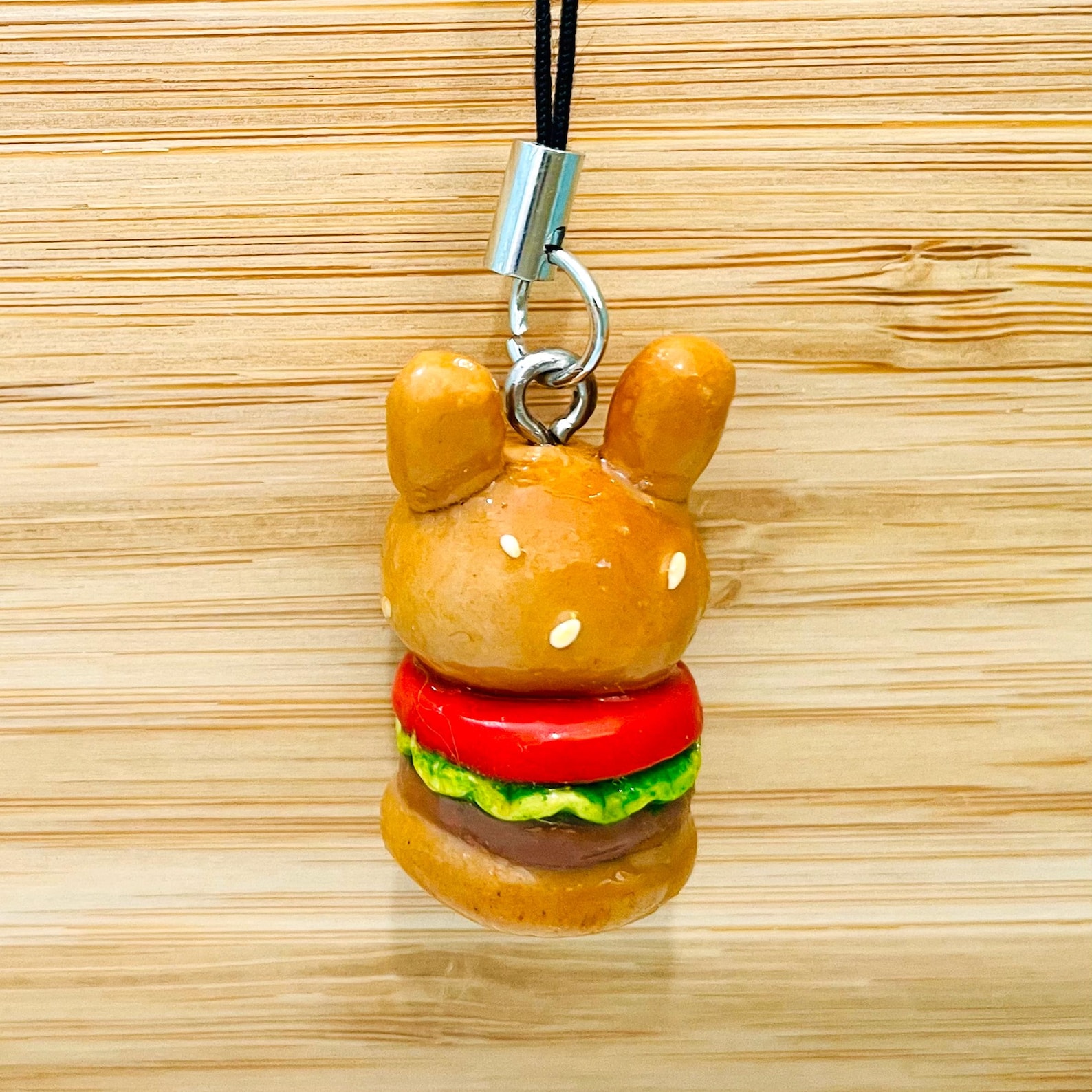Cute Kawaii Rabbit Bunny Burger Hamburger Artisan Charm Keyring, Key ...