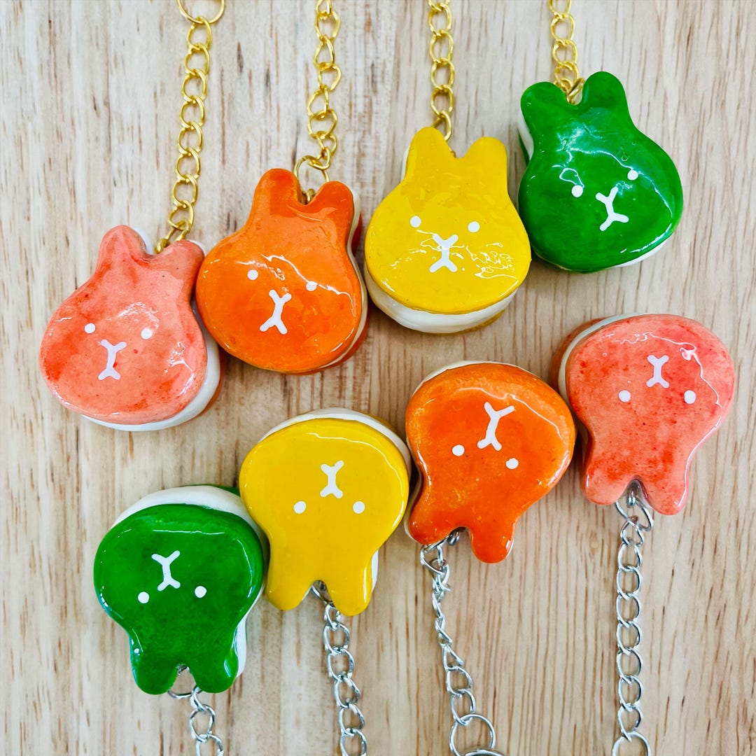 Kawaii Macaroon Bunny Keychain: Handmade Polymer Clay Charm - Etsy