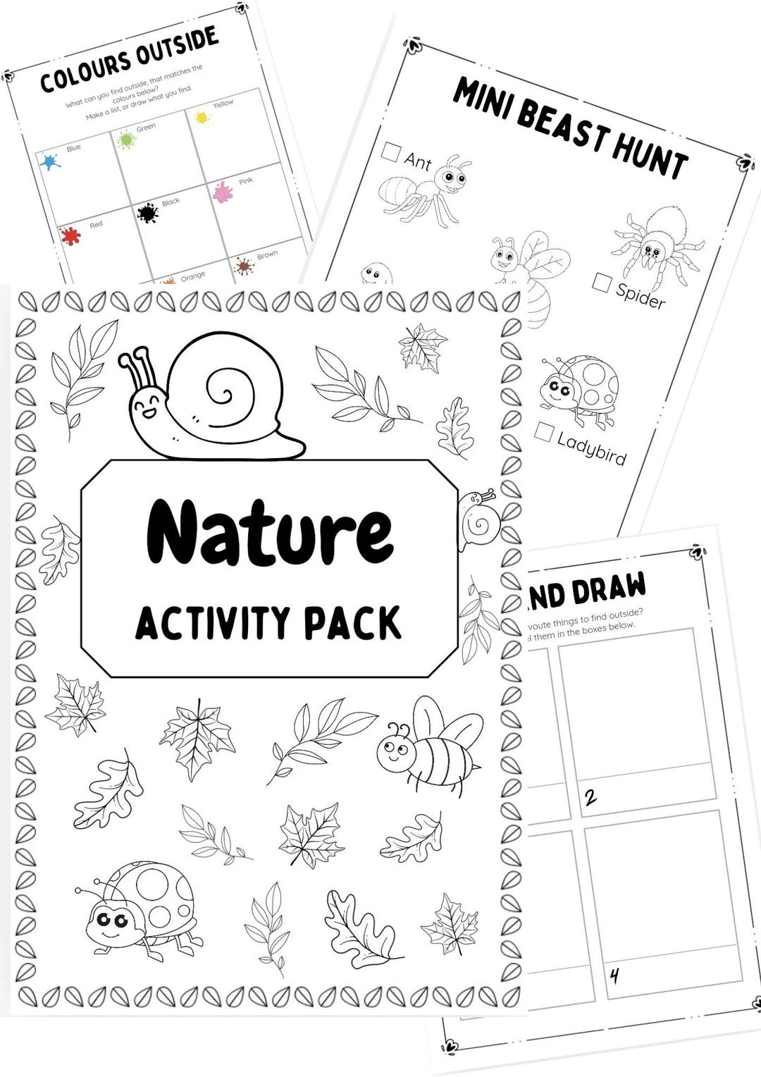 Printable Nature Activity Pack. Children's Outdoors Colouring and ...