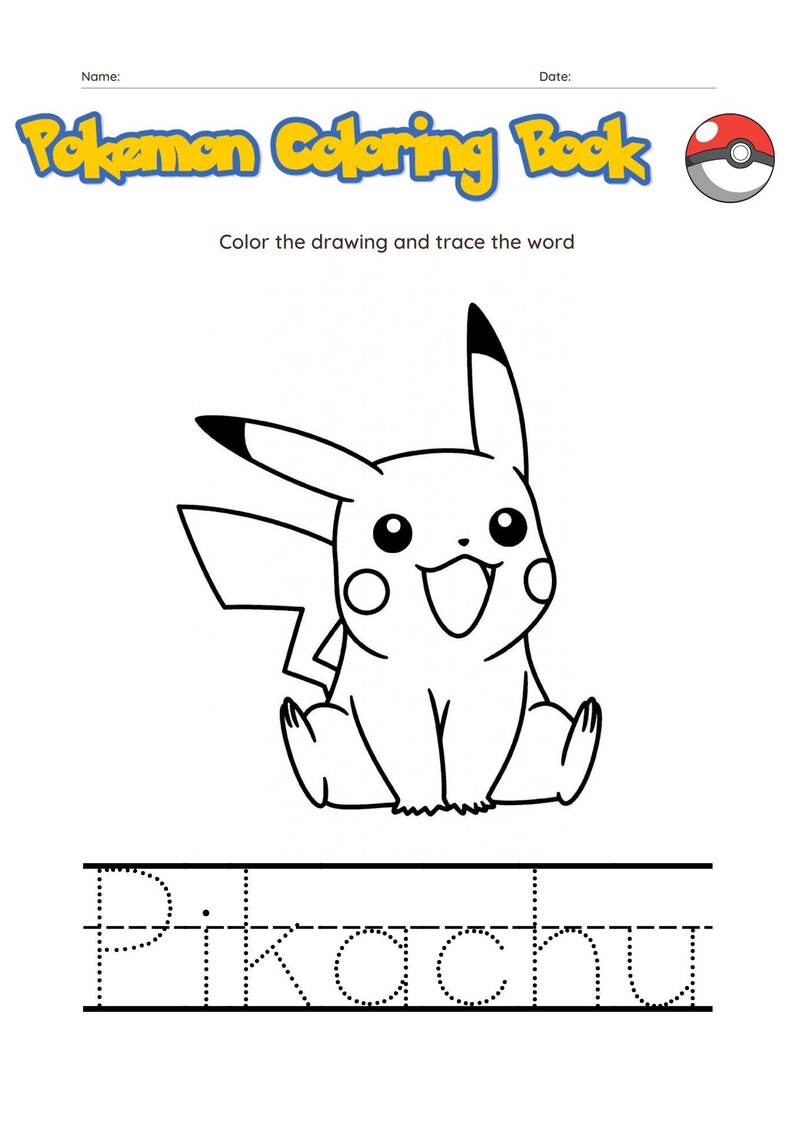 Pokemon Coloring Book - Etsy