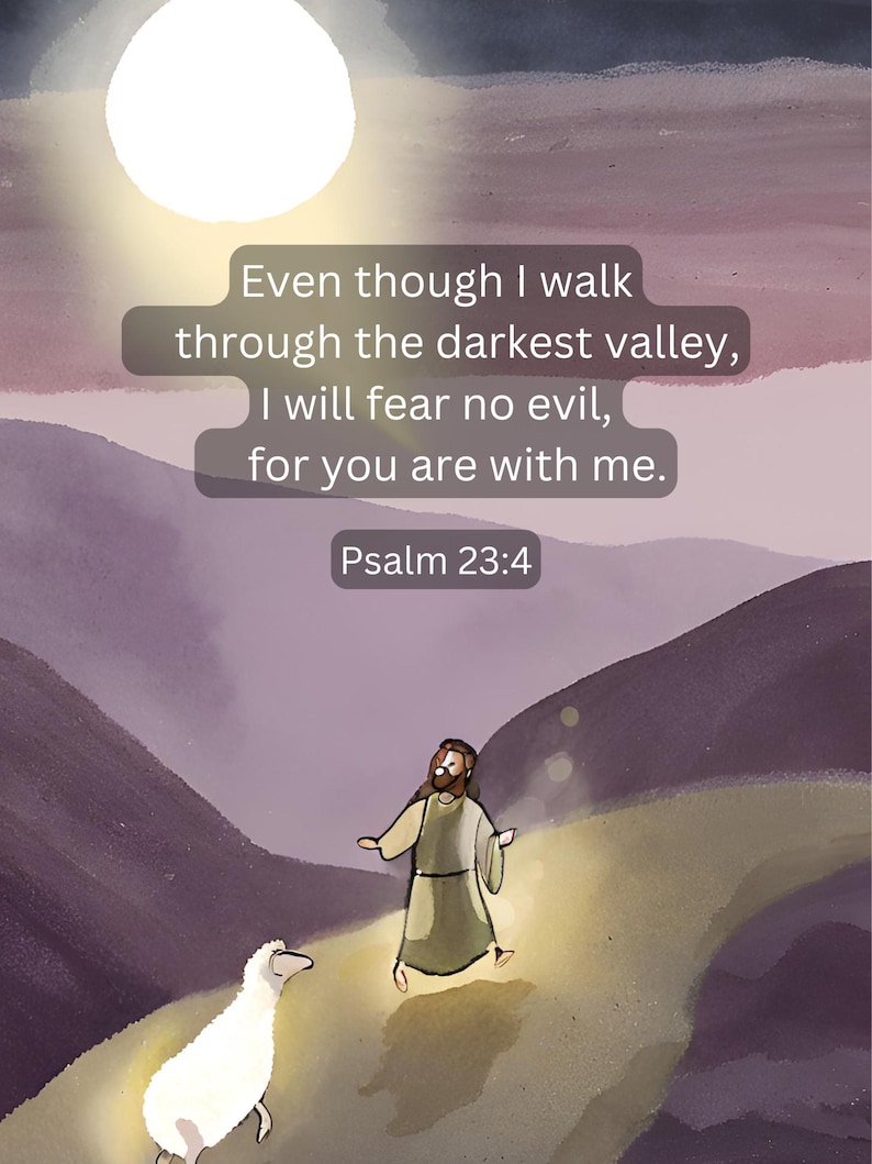 Digital Art Christian Psalm 23 Cartoon Do Not Fear - Etsy
