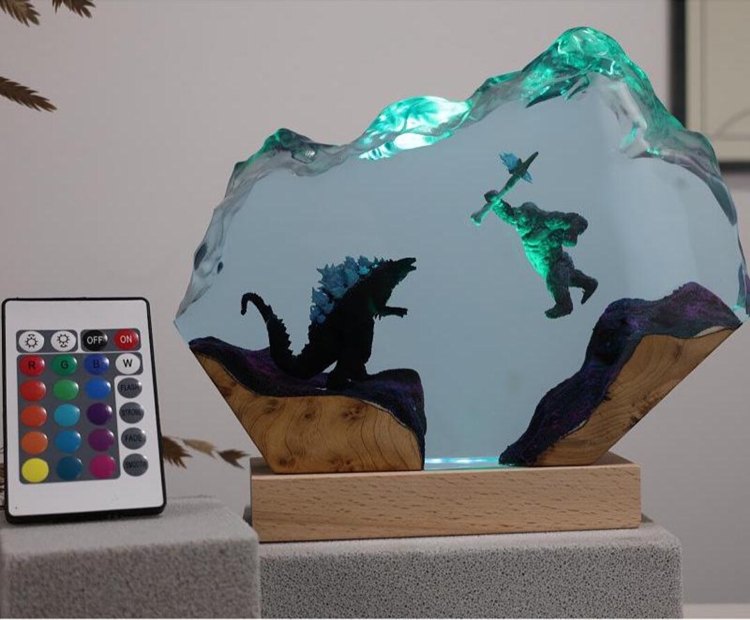Godzilla Lamp Epoxy Resin Night Light,monster Night Light Epoxy Lamp ...