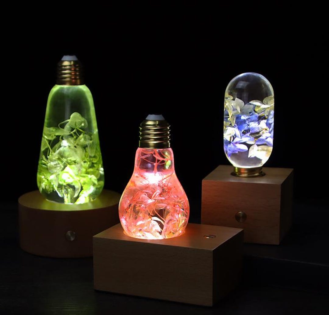 Flower Resin Night Light,bulb Epoxy Resin Lamp,custom Night Lamp ...