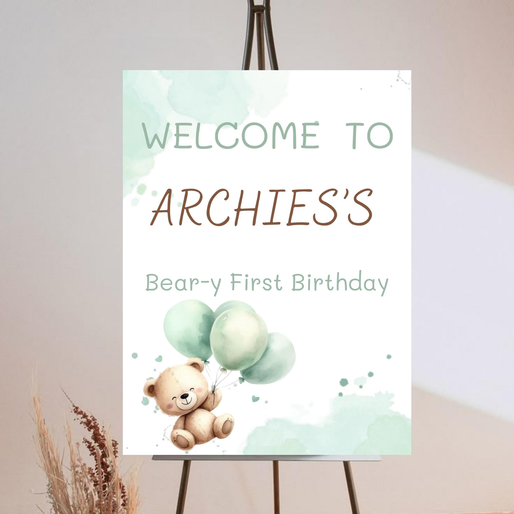 Editable Bear Welcome Sign Template, Beary First Birthday, Beary Party ...