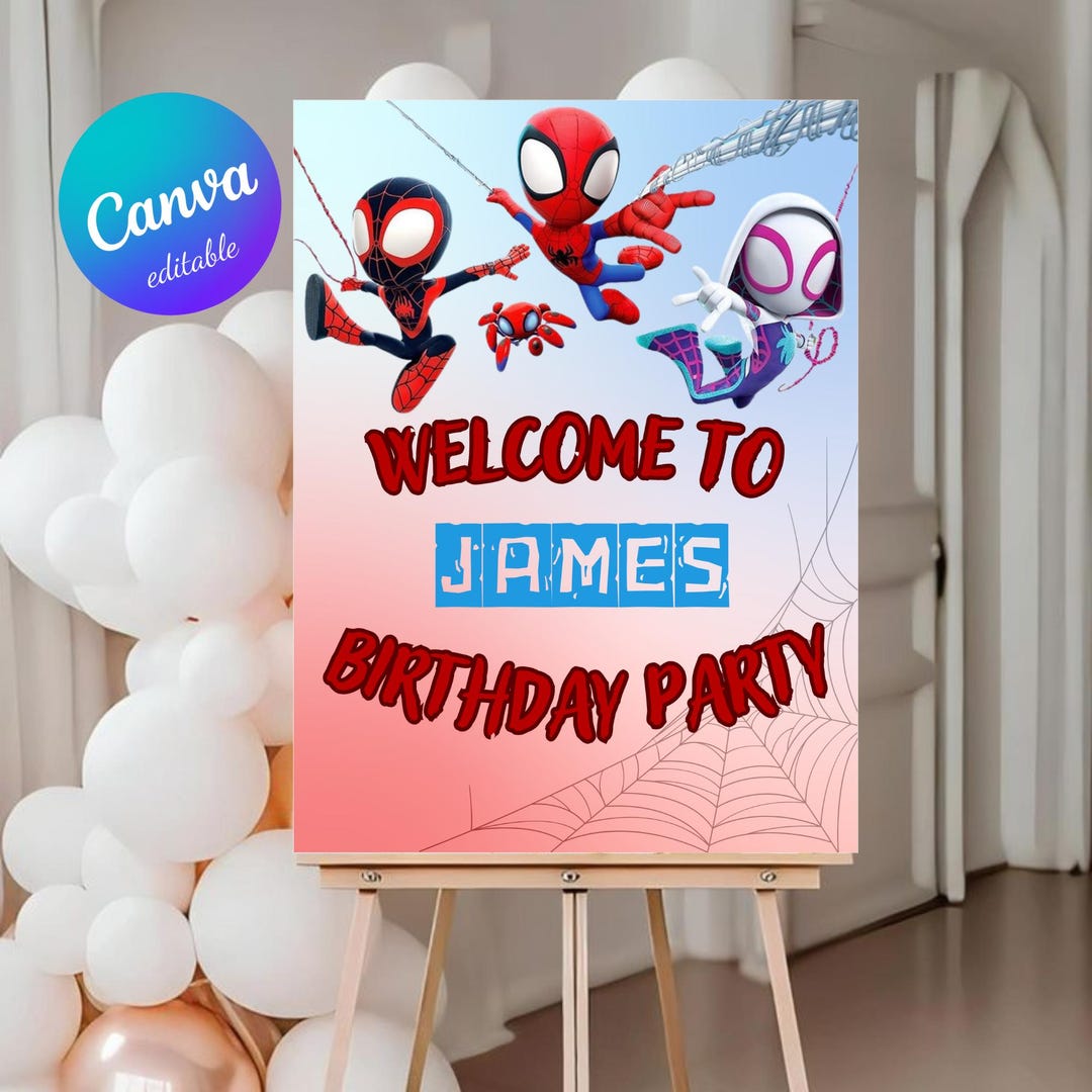 Spidey and His Amazing Friends Welcome Sign, Spidey Birthday Sign ...