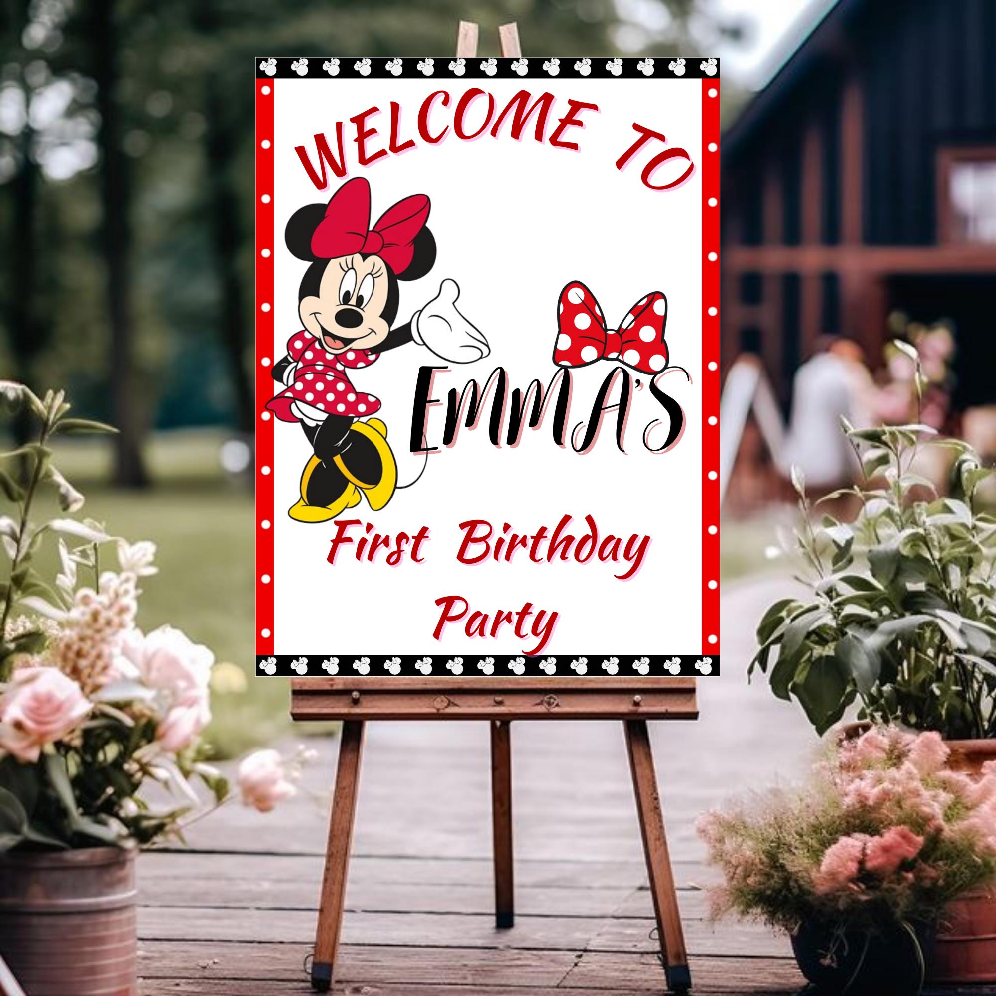 Editable Minnie Mouse Birthday Party Welcome Sign, Minnie Mouse Party ...