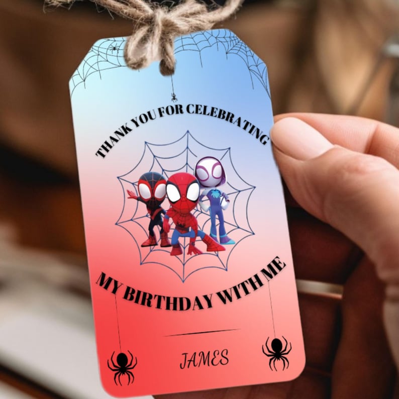 Spidey Birthday Thank You Tag,spidey and His Friends Birthday Favor Tag ...