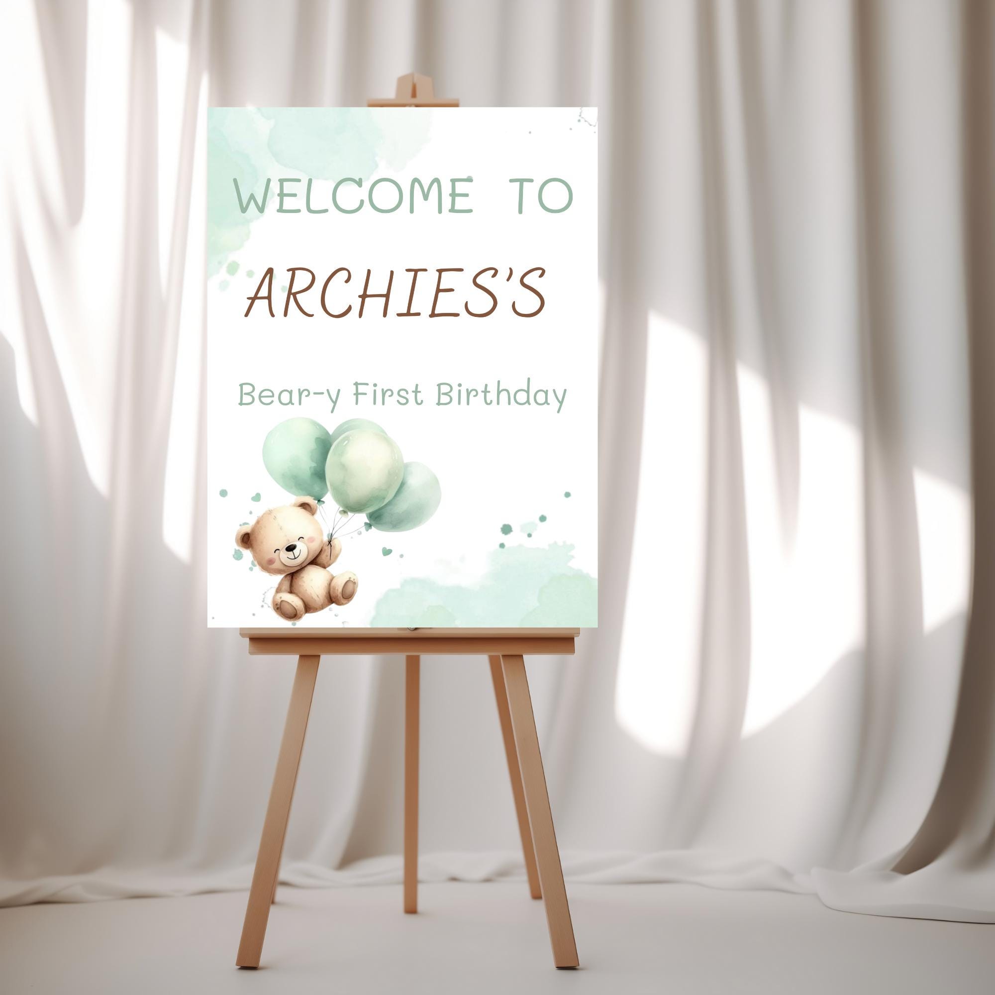 Editable Bear Welcome Sign Template, Beary First Birthday, Beary Party ...