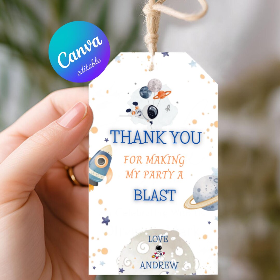 Editable Outer Space Thank You Tags,outer Space Party Favor Tag, Space ...