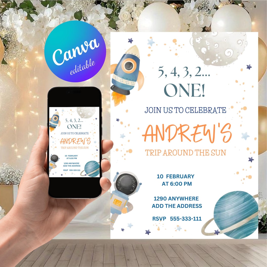 Outer Space Birthday Invitation, Astronaut and Planets Party Invite ...