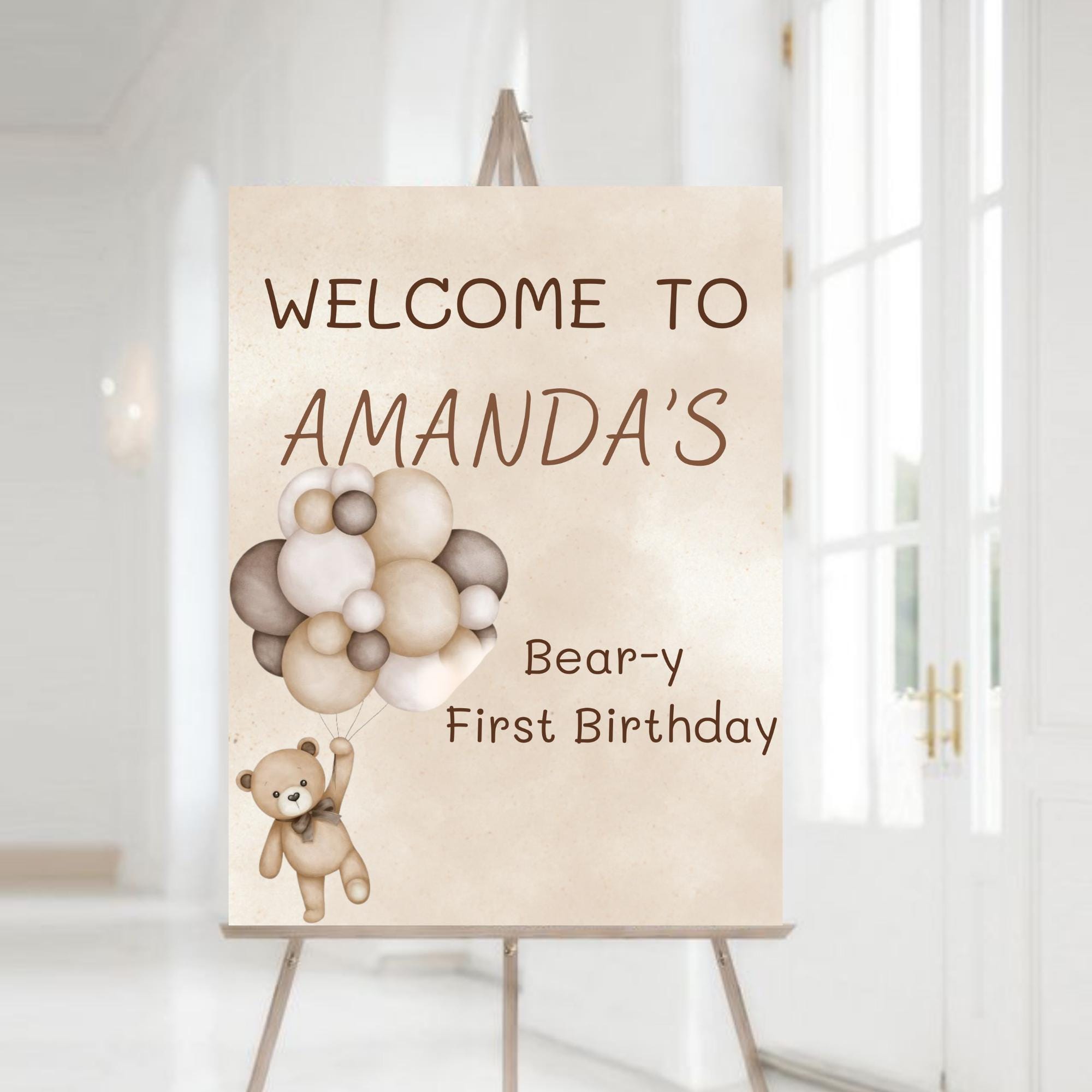 Editable Bear Welcome Sign Template, Beary First Birthday, Beary Party ...