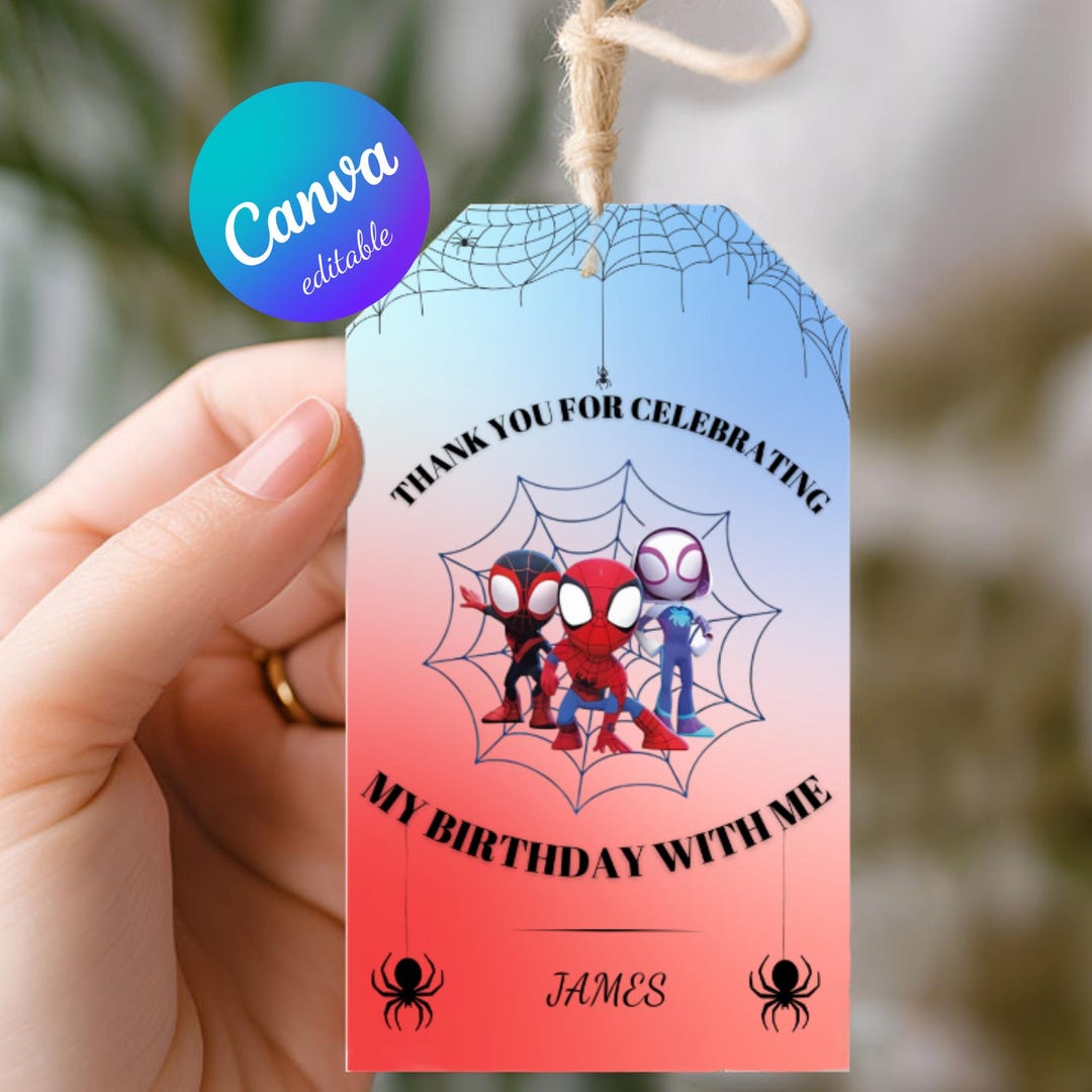 Spidey Birthday Thank You Tag,spidey and His Friends Birthday Favor Tag ...