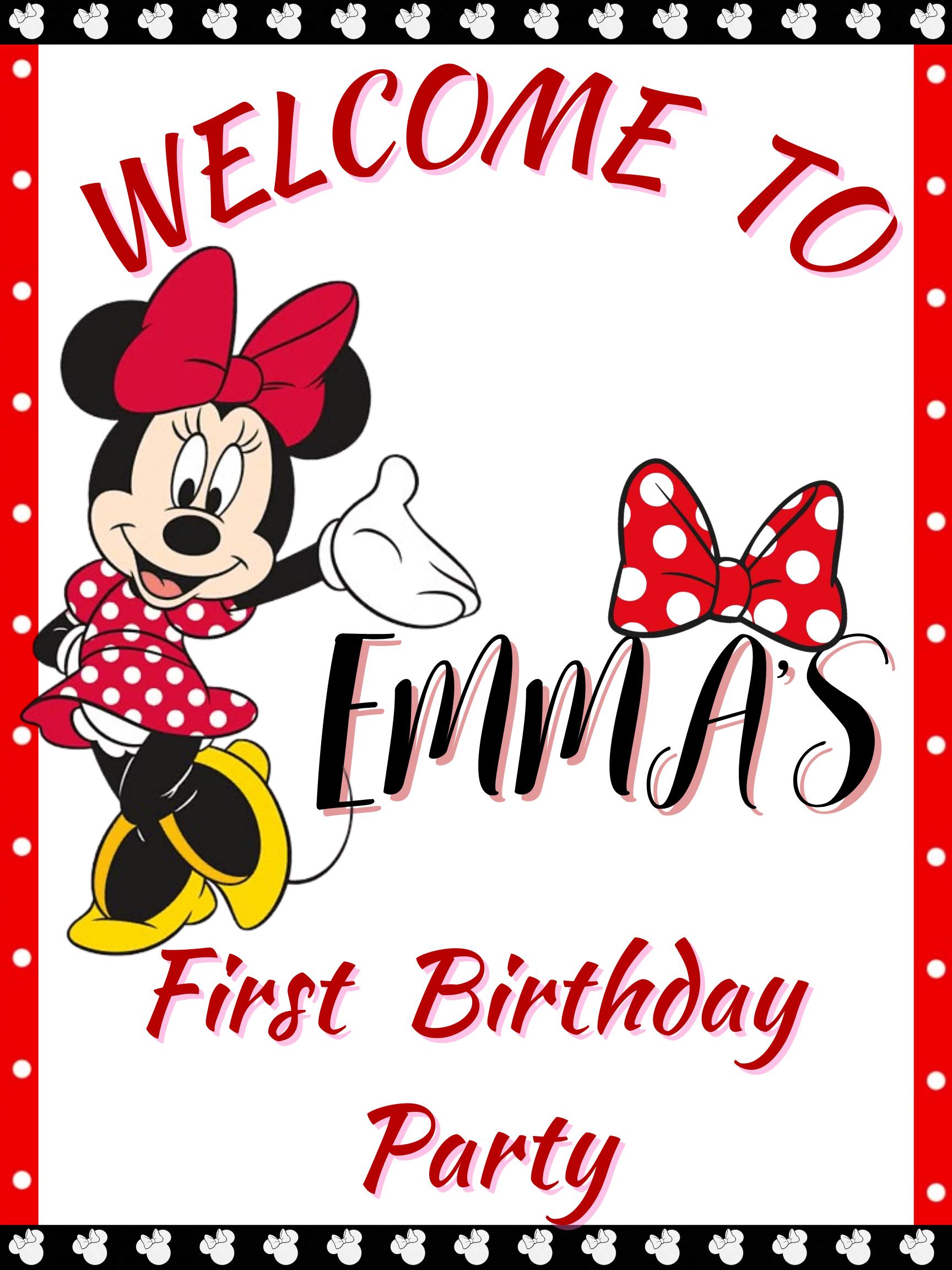 Editable Minnie Mouse Birthday Party Welcome Sign, Minnie Mouse Party ...