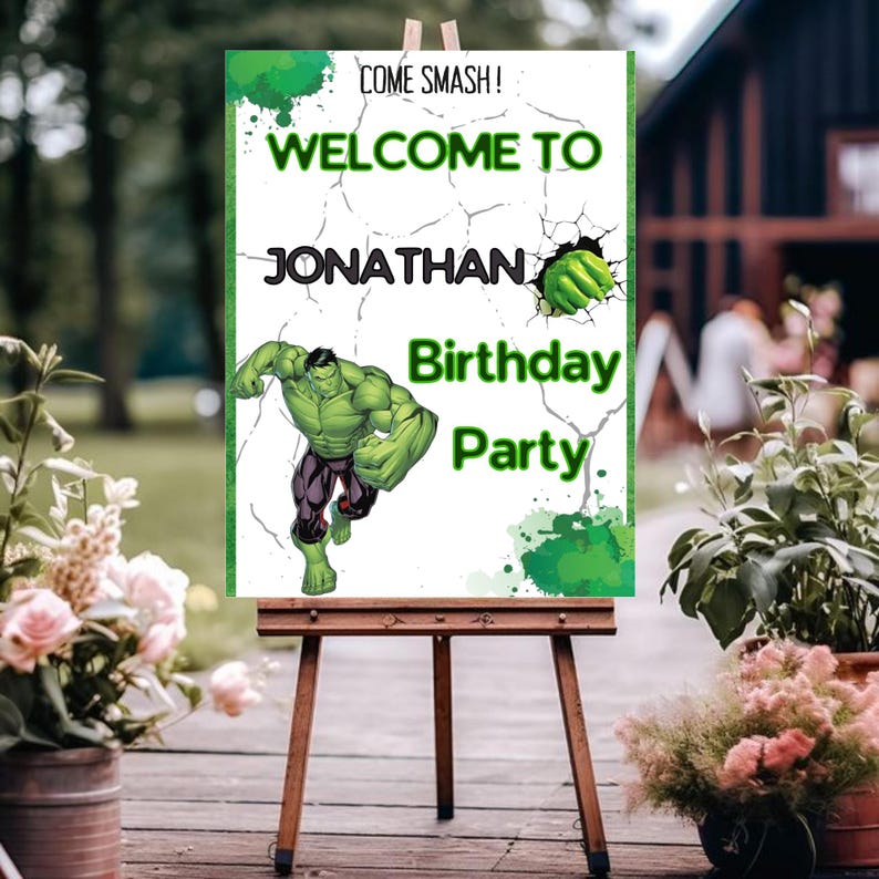 Hulk Birthday Welcome Sign, Hulk Party Decoration,the Incredible Hulk ...