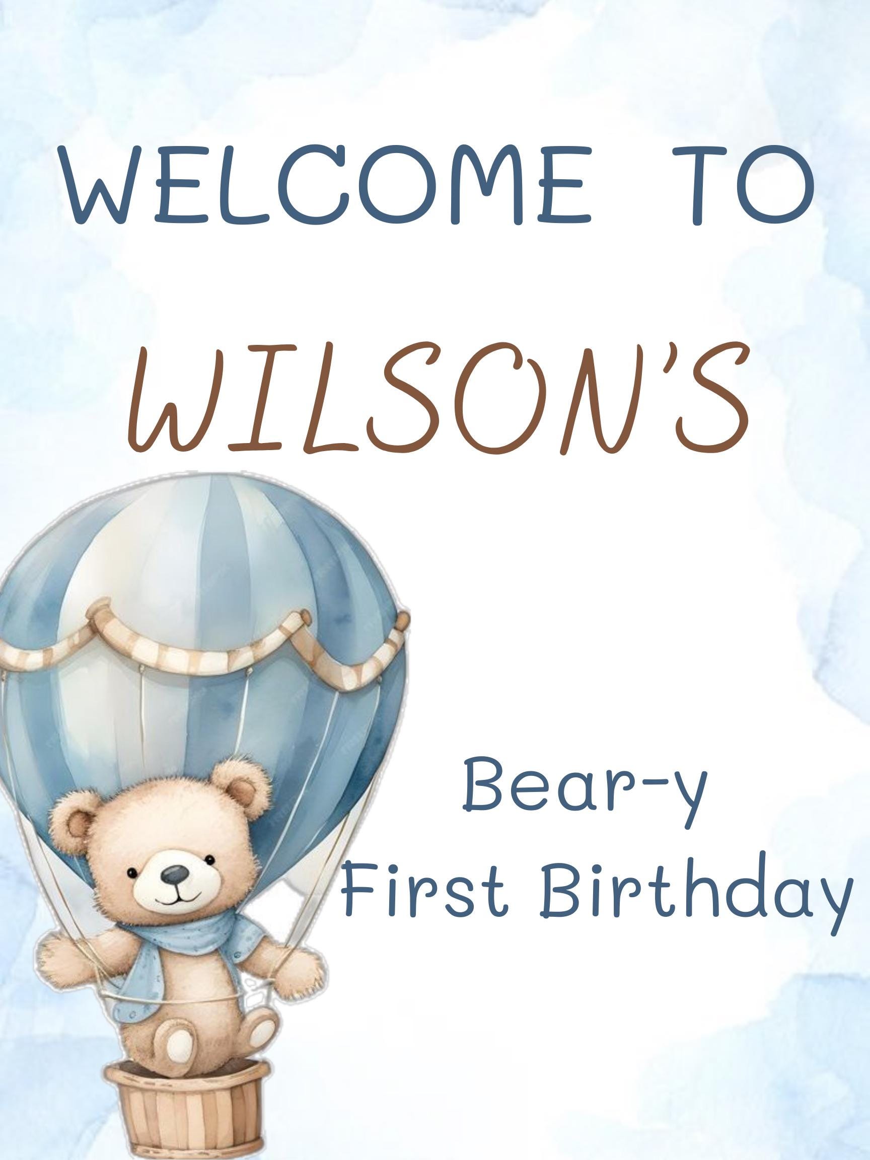 Editable Bear Welcome Sign Template, Beary First Birthday, Beary Party ...