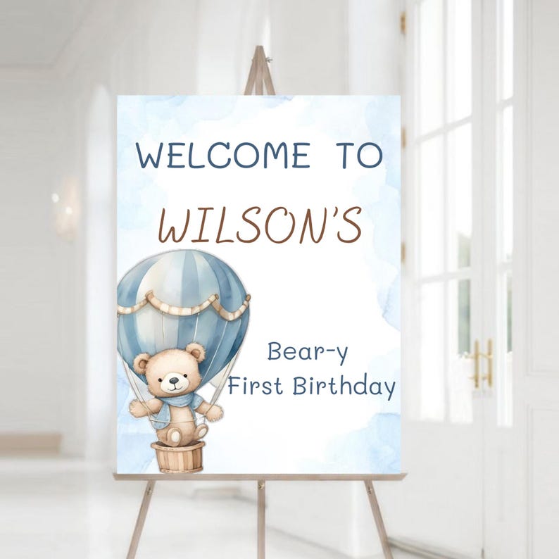 Editable Bear Welcome Sign Template, Beary First Birthday, Beary Party ...