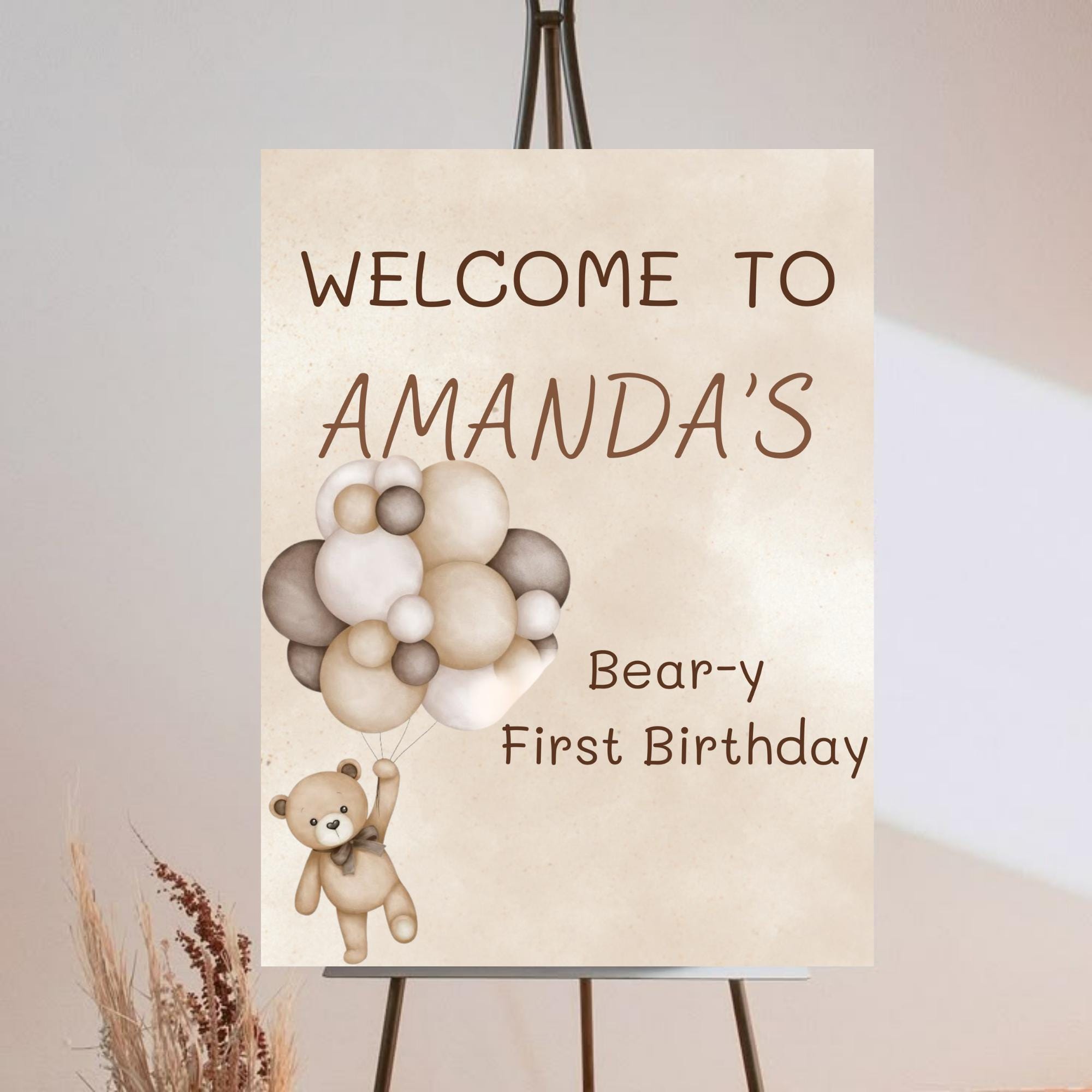 Editable Bear Welcome Sign Template, Beary First Birthday, Beary Party ...