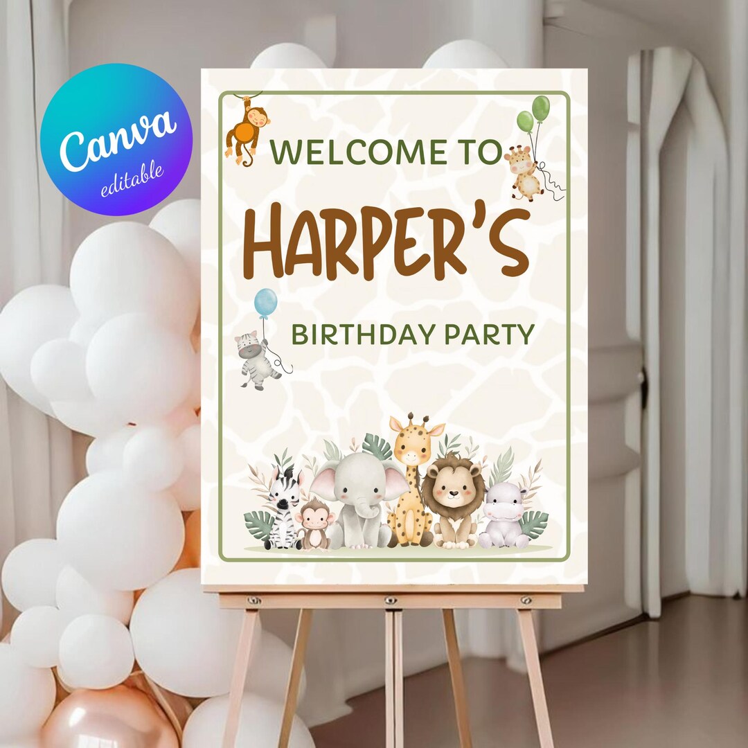 Safari Welcome Sign,jungle Sign,safari Birthday Sign,jungle Birthday ...