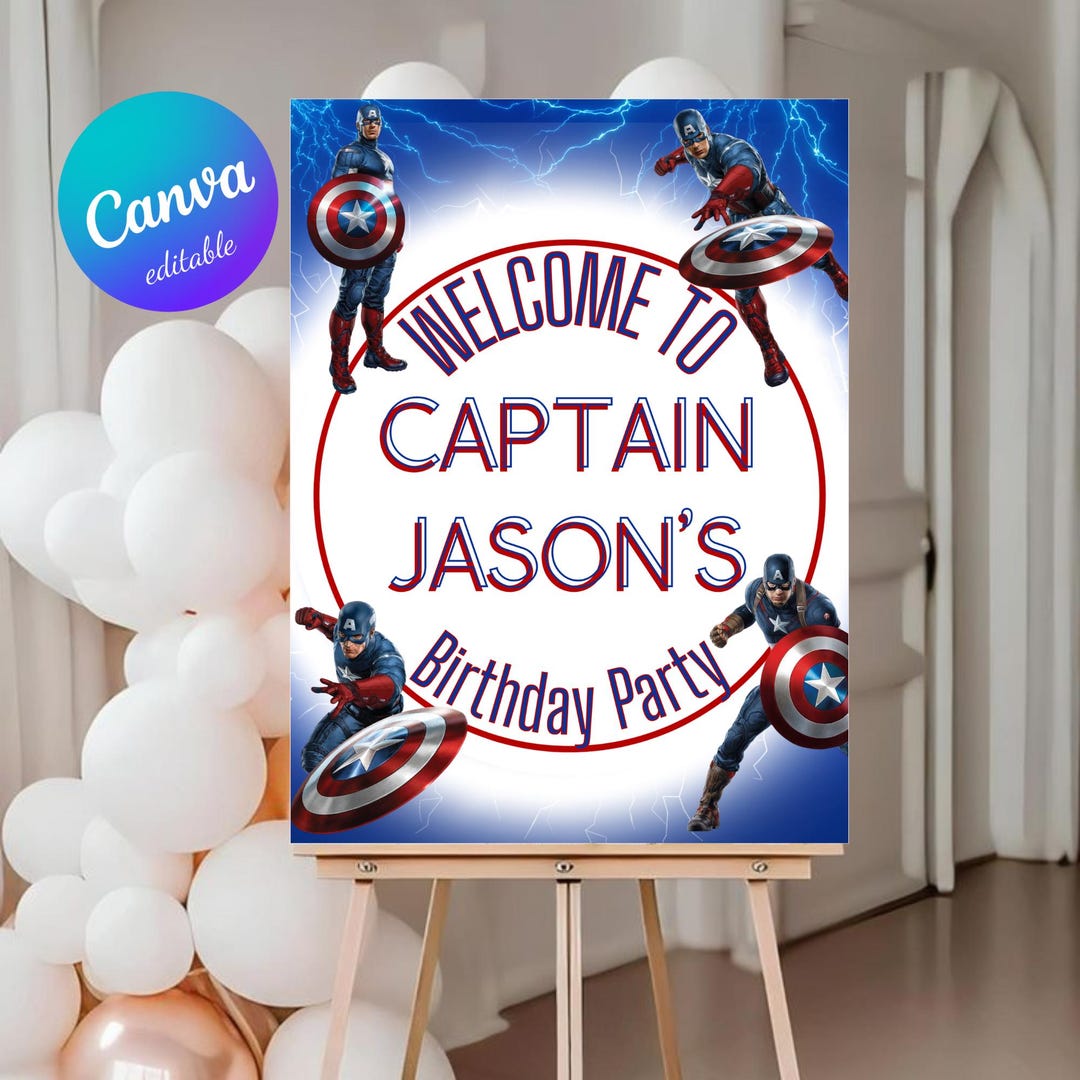 Captain America Welcome Sign, Captain America Birthday Sign,captain ...