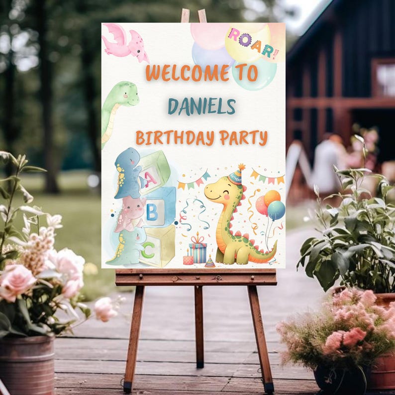 Editable Dinosaur Birthday Welcome Sign Template, Dinosaur Birthday ...