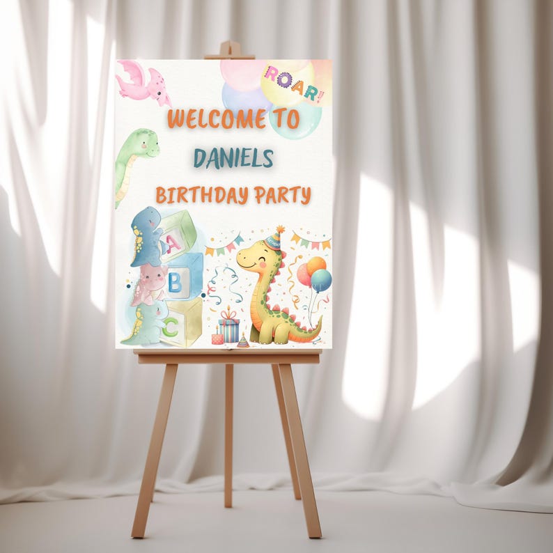 Editable Dinosaur Birthday Welcome Sign Template, Dinosaur Birthday ...